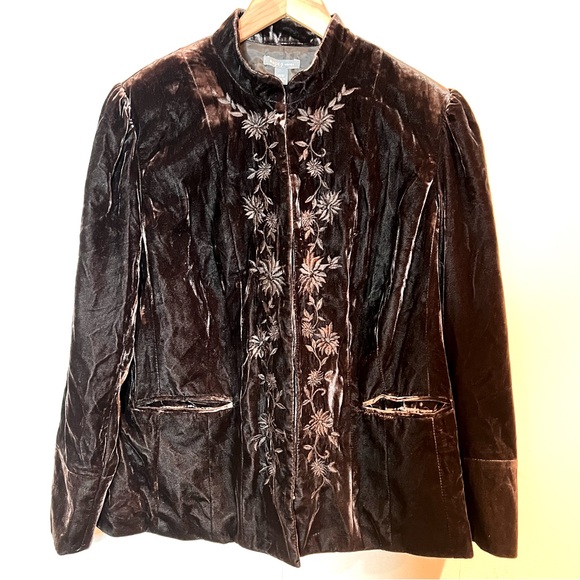 Apt. 9 | Jackets & Coats | Vintage Deadstock Dark Brown Velvet Floral ...